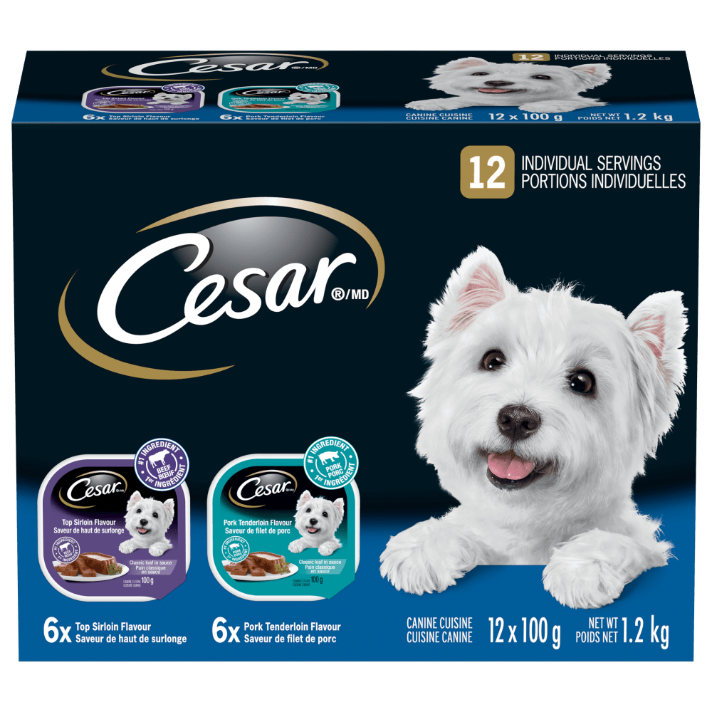 CESAR® Classic loaf in sauce Wet Dog Food, Top Sirloin Flavour, Pork ...